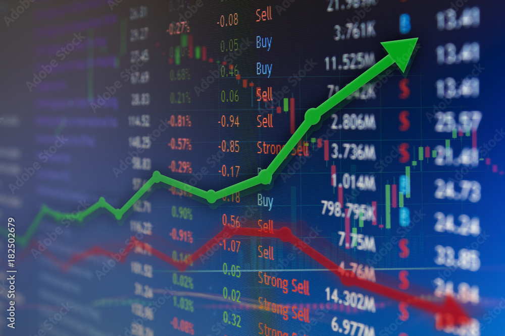 Investing and stock market concept gain and profits with faded ...