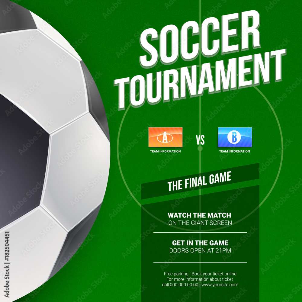 Soccer or european football tournament poster. Mock-up of banner for ...