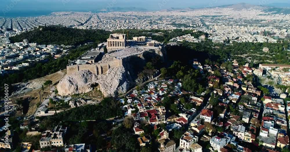 Aerial flight with drone over the famous of Parthenon and Acropolis in Athens,Greece Stock-Video ...