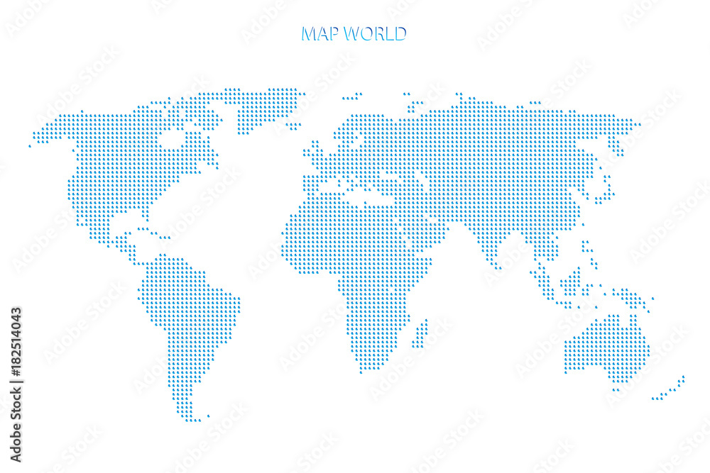 World map of blue dots background. Dotted world map silhoeutte isolated ...
