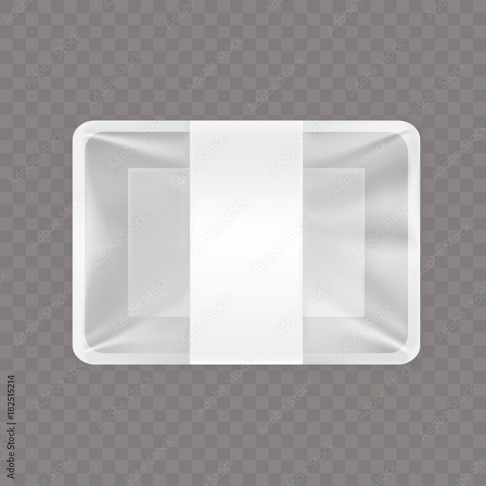 Vector illustration of an empty plastic food container isolated on a ...