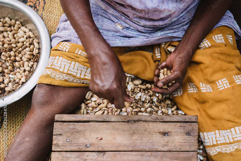 Crop person shelling nuts Stock Photo | Adobe Stock