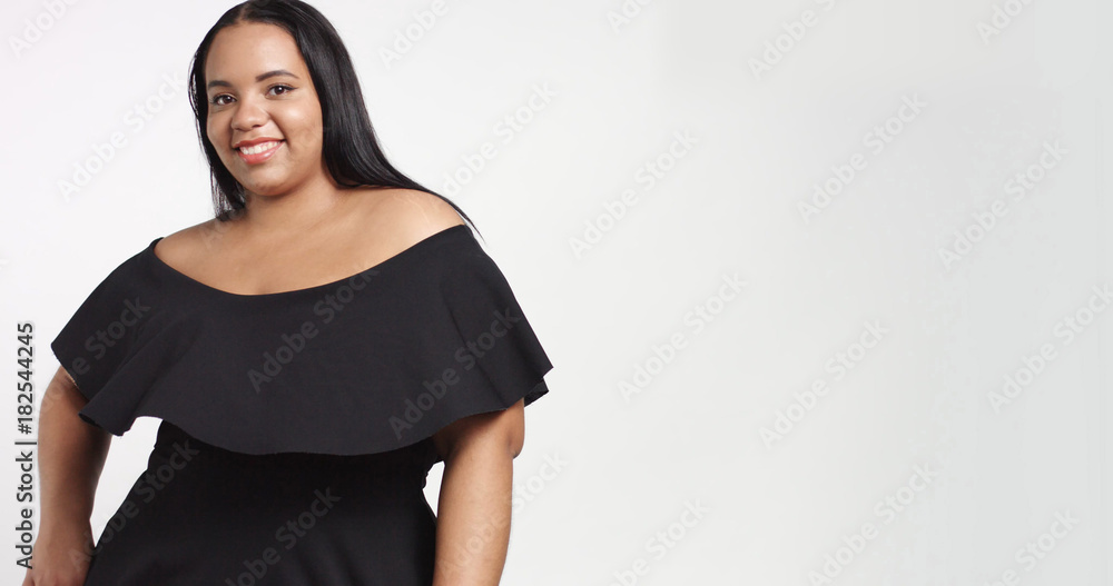 Plus size model in studio shoot happy smiling Stock Photo | Adobe Stock
