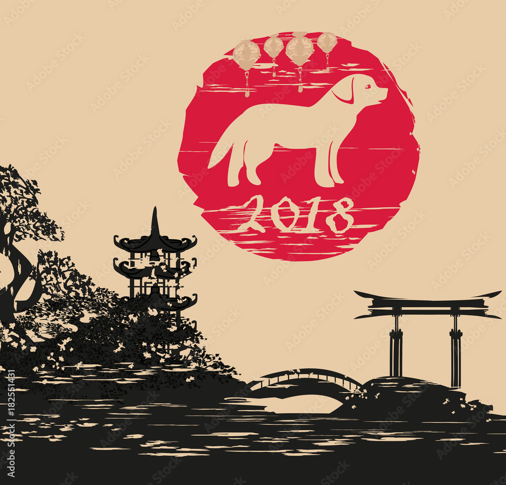 Chinese zodiac the year of Dog Stock Illustration | Adobe Stock