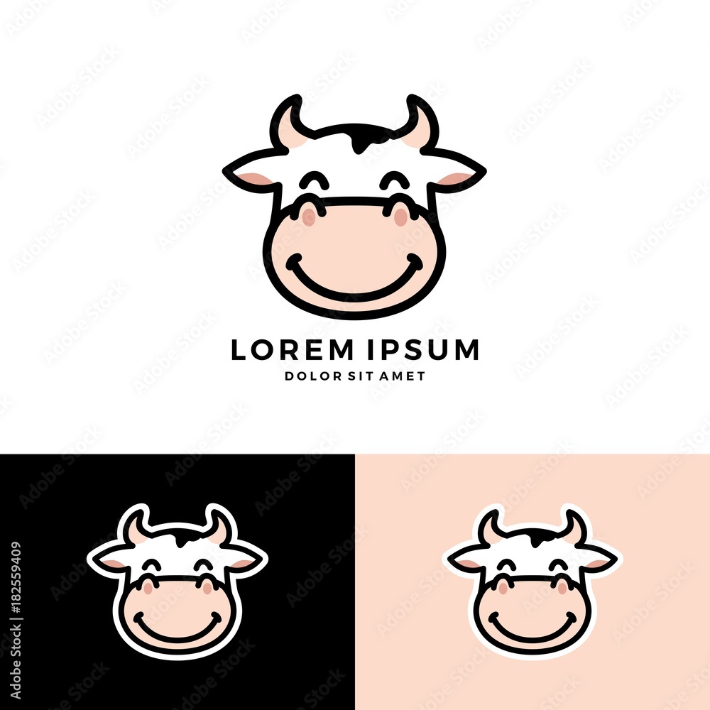 cartoon cow logo vector mascot character avatar download Stock Vector ...