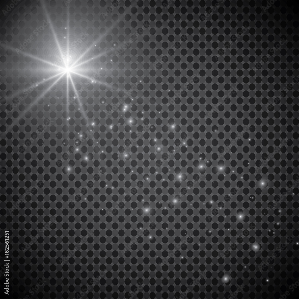 Comets effect with glowing light stars in sky. White falling meteorites ...