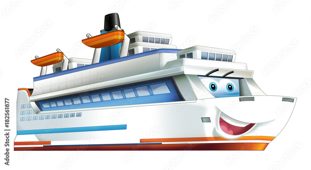 cartoon scene with happy ferryboat illustration for children Stock ...