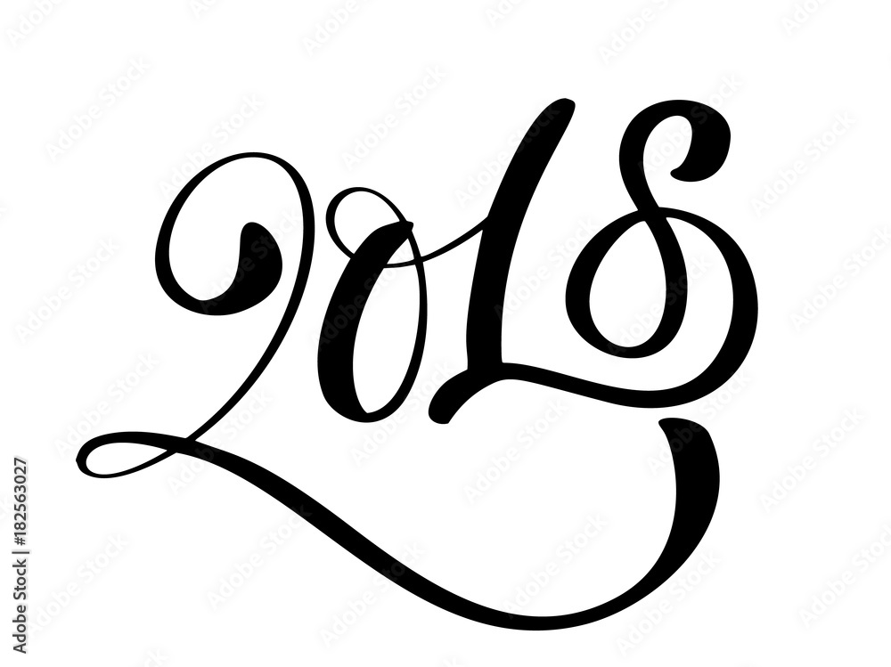 Black number christmas 2018 hand drawn lettering on white background ...