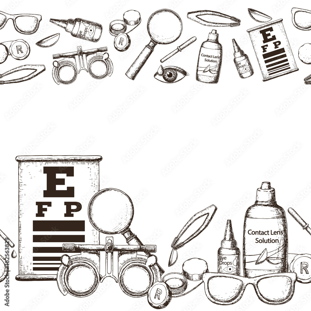 Seamless horizontal borders of medical optometry accessory for correct ...
