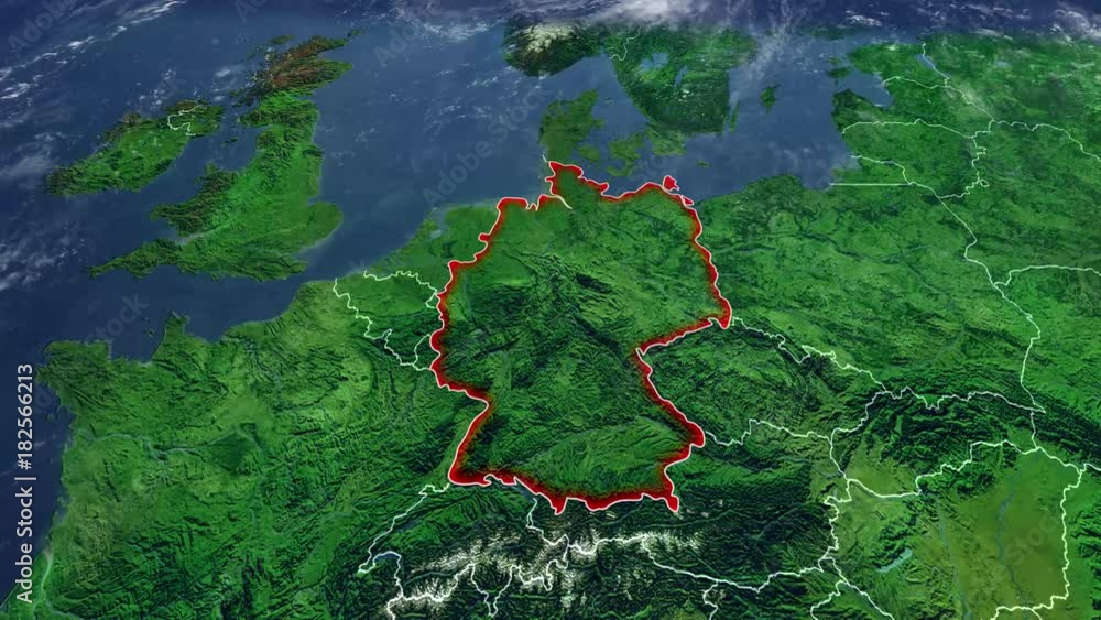 Cartina della Germania e confini, cartina fisica dell’Europa centrale ...