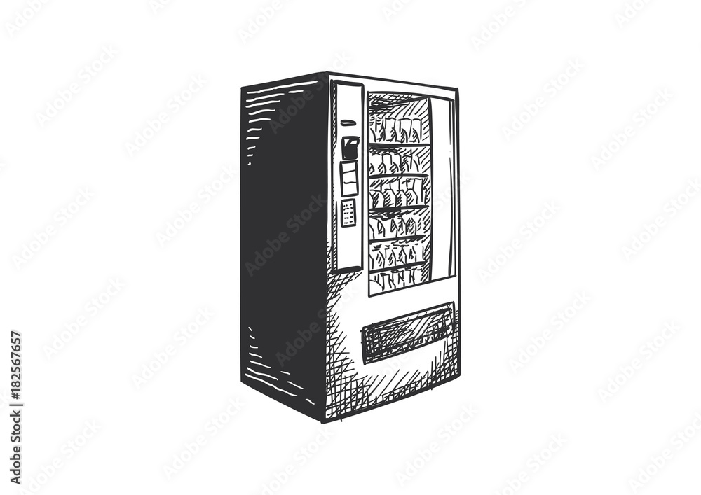 Vending Machine Hand Drawn Stock Vector | Adobe Stock