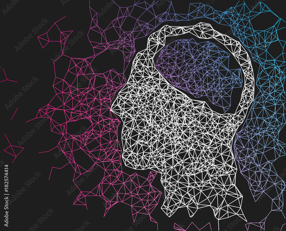 Human head network line abstract background. Concept of AI, deep ...
