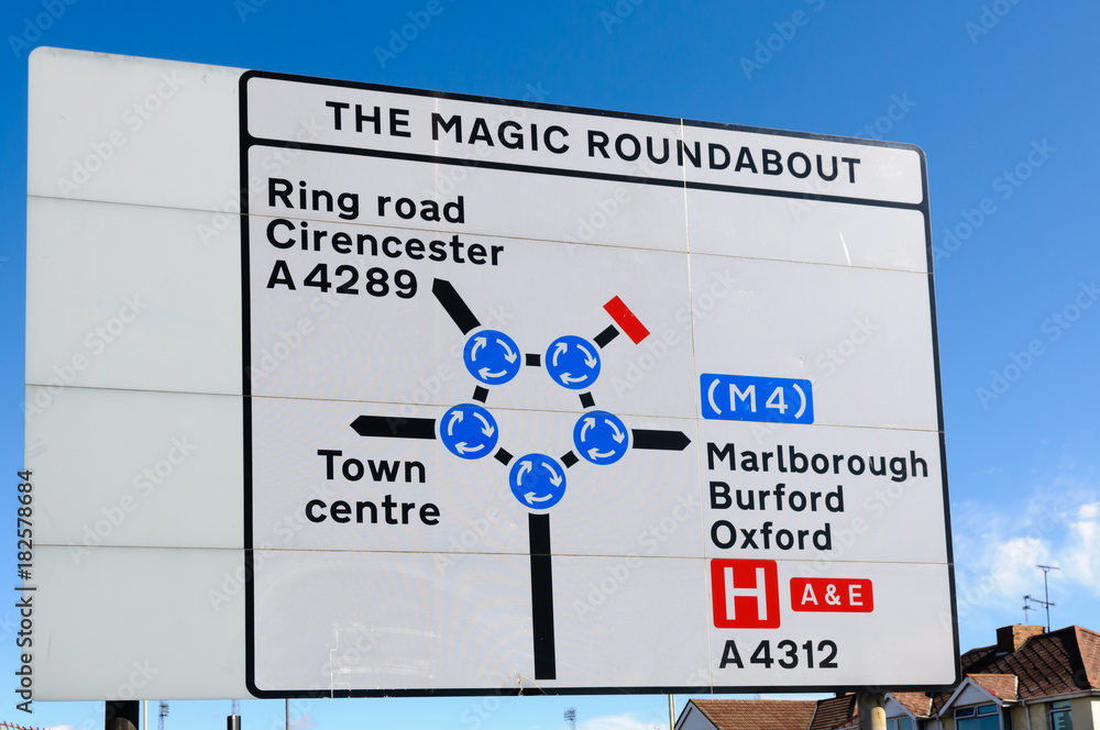 "The Magic Roundabout" in Swindon - a series of 5 small roundabouts ...