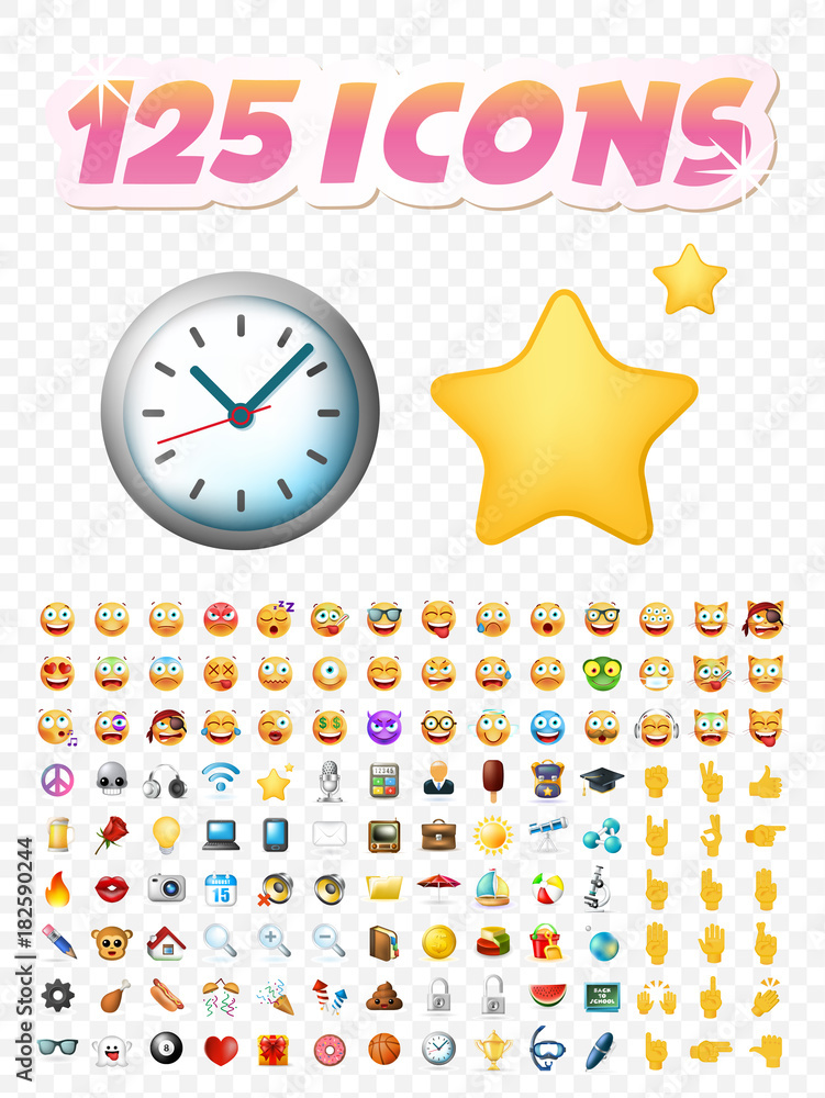 Set of Realistic Cute Icons on Transparent Background . Isolated Vector ...