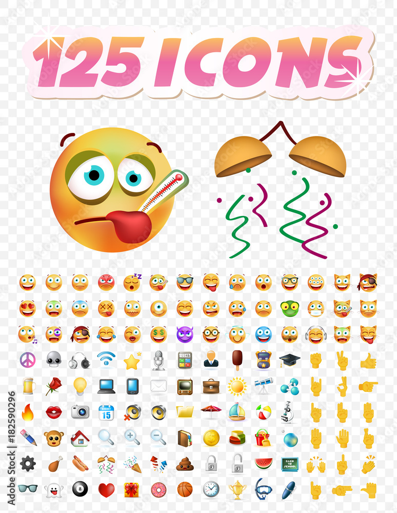 Set of Realistic Cute Icons on Transparent Background . Isolated Vector ...