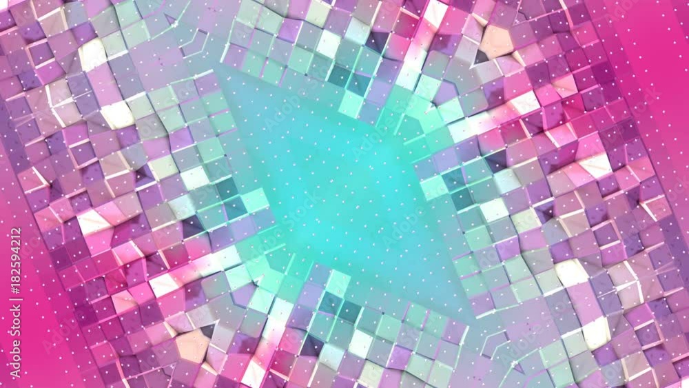 Abstract simple 3D background in red turquoise gradient color, low poly ...