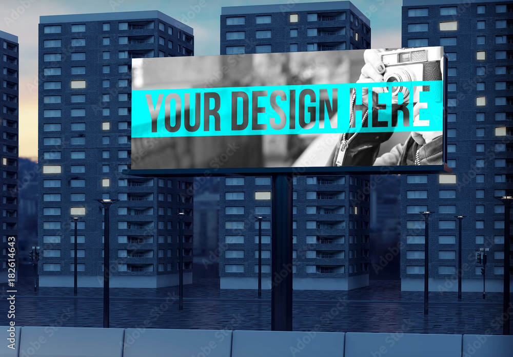 Billboard Mockup with Apartment Complex in Background 1 Stock Template ...