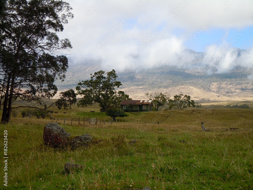 Hawaiian Ranch House on Mana Road Parker Ranch Hawaii Stock Photo ...
