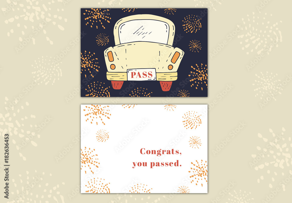 Driving Test Congratulations Card Layout 04 Stock Template | Adobe Stock