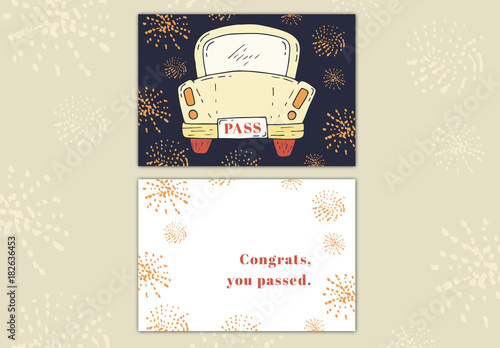 Driving Test Congratulations Card Layout 04 Stock Template | Adobe Stock