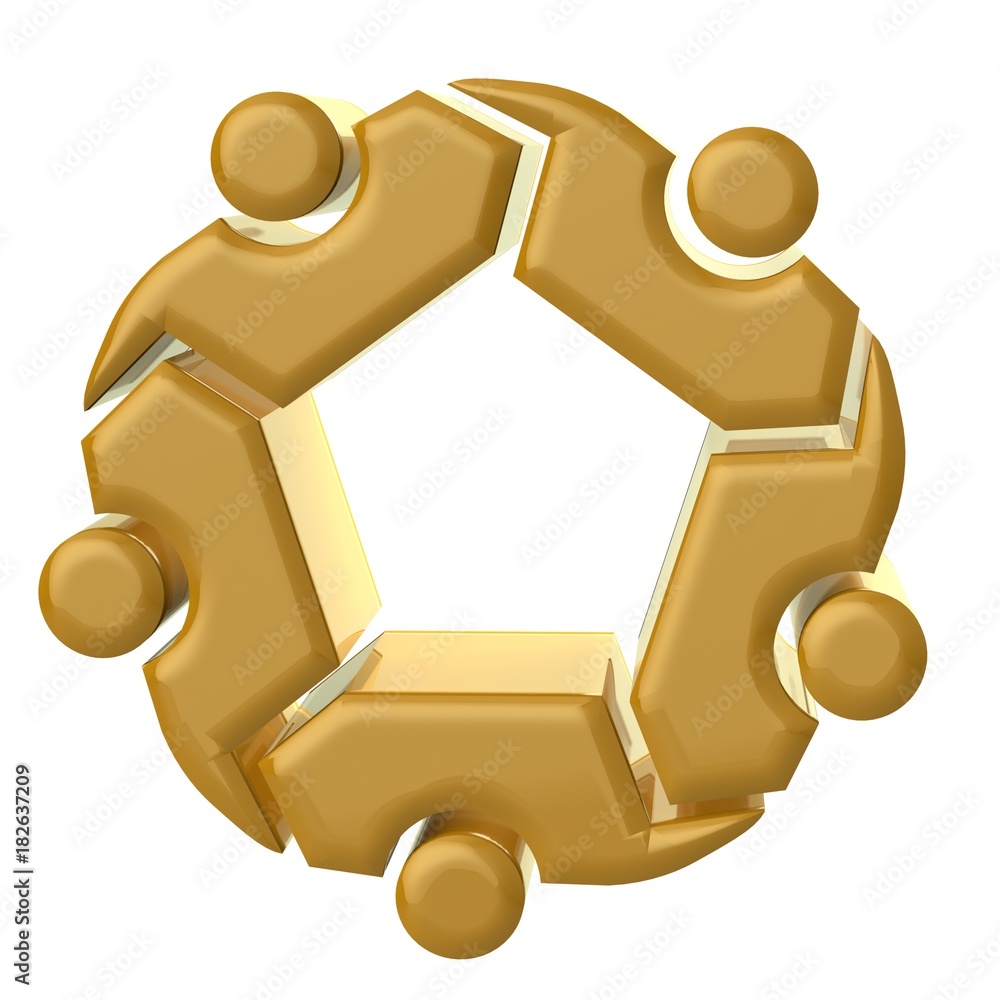Teamwork gold people together 3d symbol Stock Photo | Adobe Stock