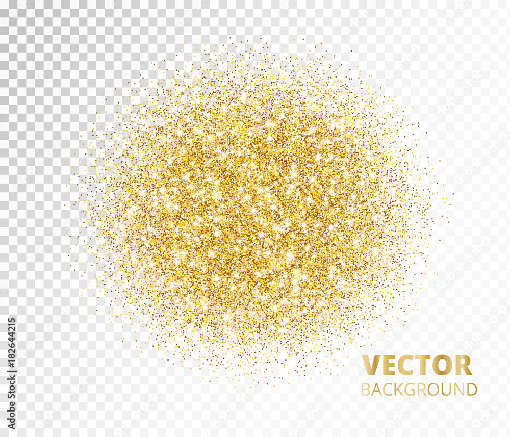 Sparkling circle, golden glitter explosion. Vector dust on transparent ...