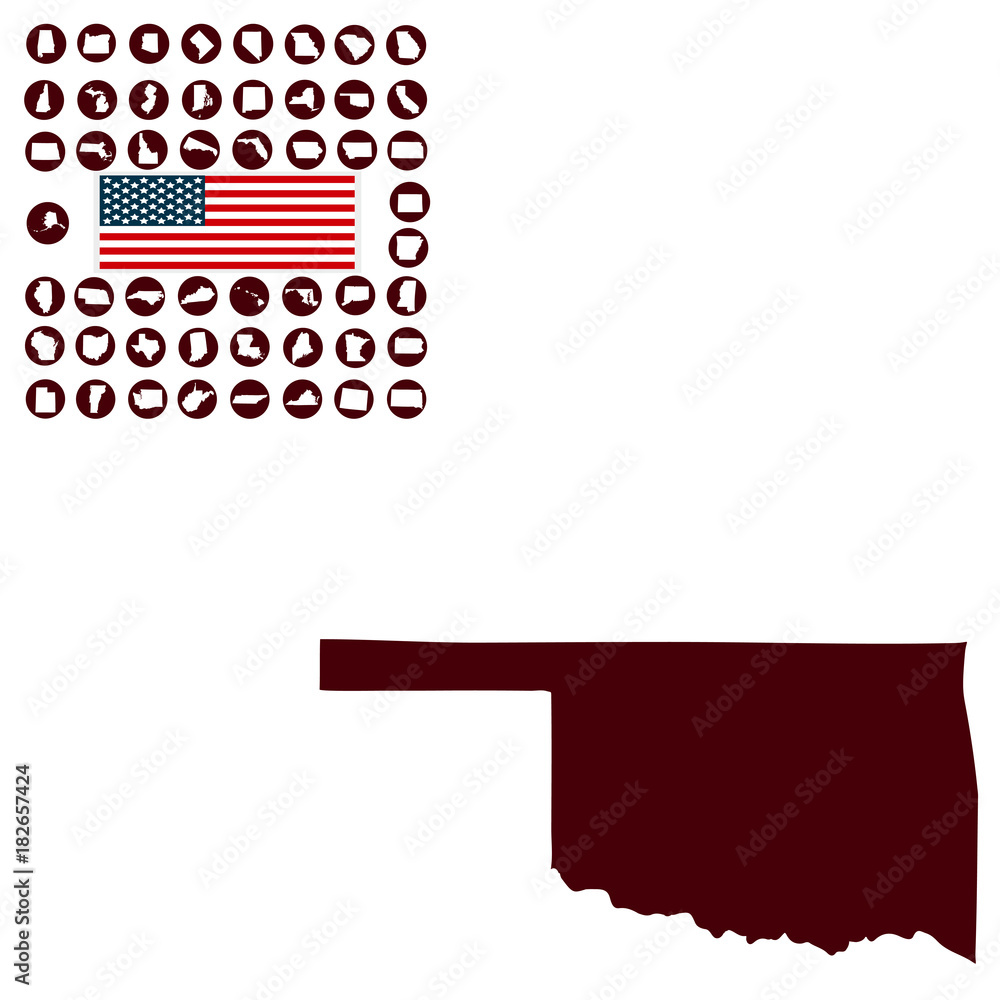 Map of the U.S. state of Oklahoma on a white background Stock Vector ...