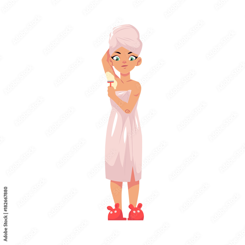 Cartoon Girl Taking Shower
