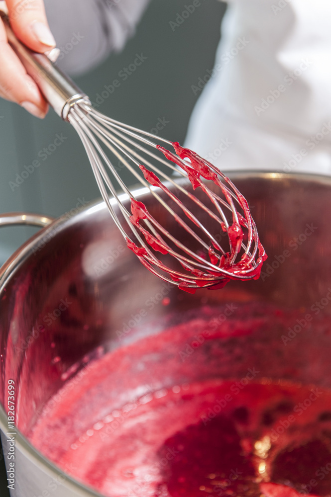 Checking of consistency, marking jam, Hamburg, Germany Stock Photo ...