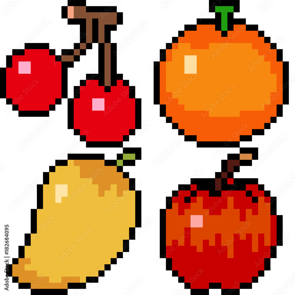 vector pixel art fruit Stock Vector | Adobe Stock