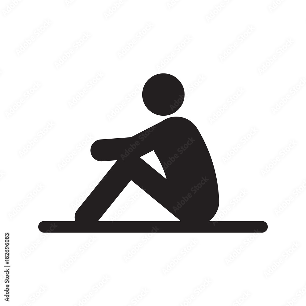 Silhouette Man Sitting Floor