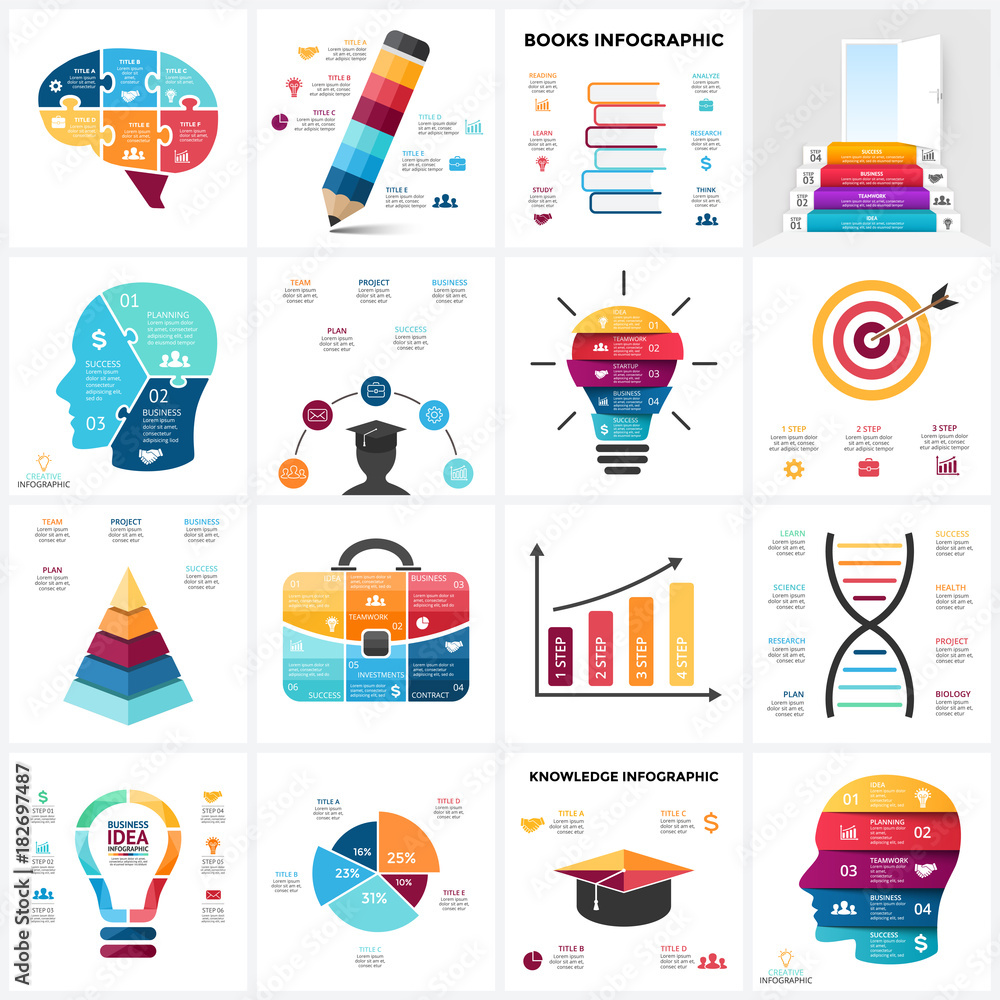 Vector education brain infographic. Template human mind diagram ...