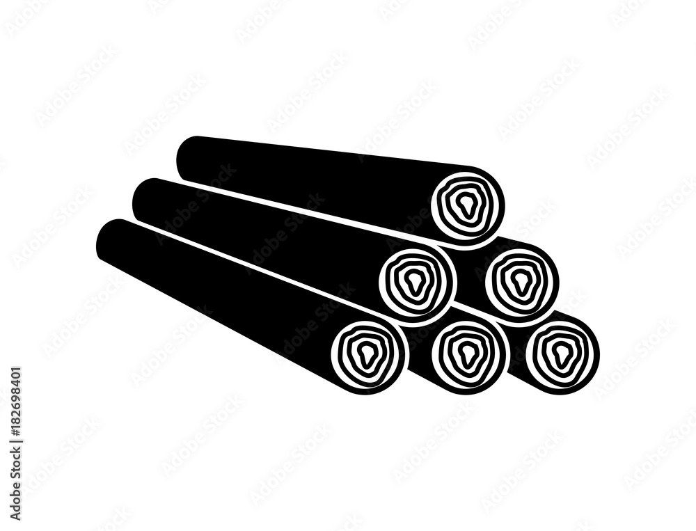 Black Stack Lumber Tree Trunk Illustration Logo SIlhouette Stock Vector ...