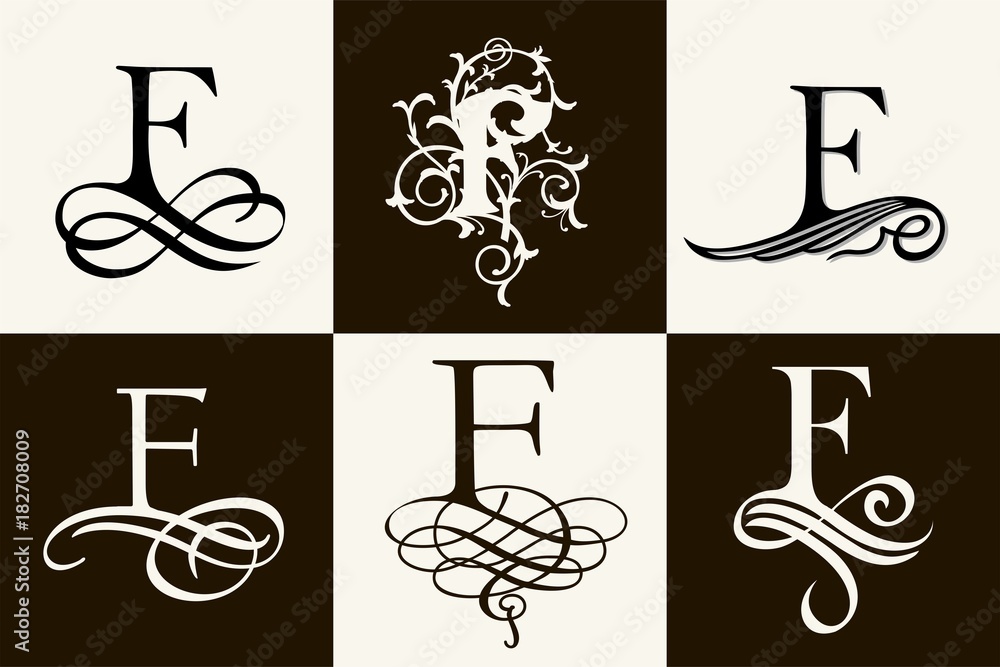 Vintage Set . Capital Letter F for Monograms and Logos. Beautiful ...