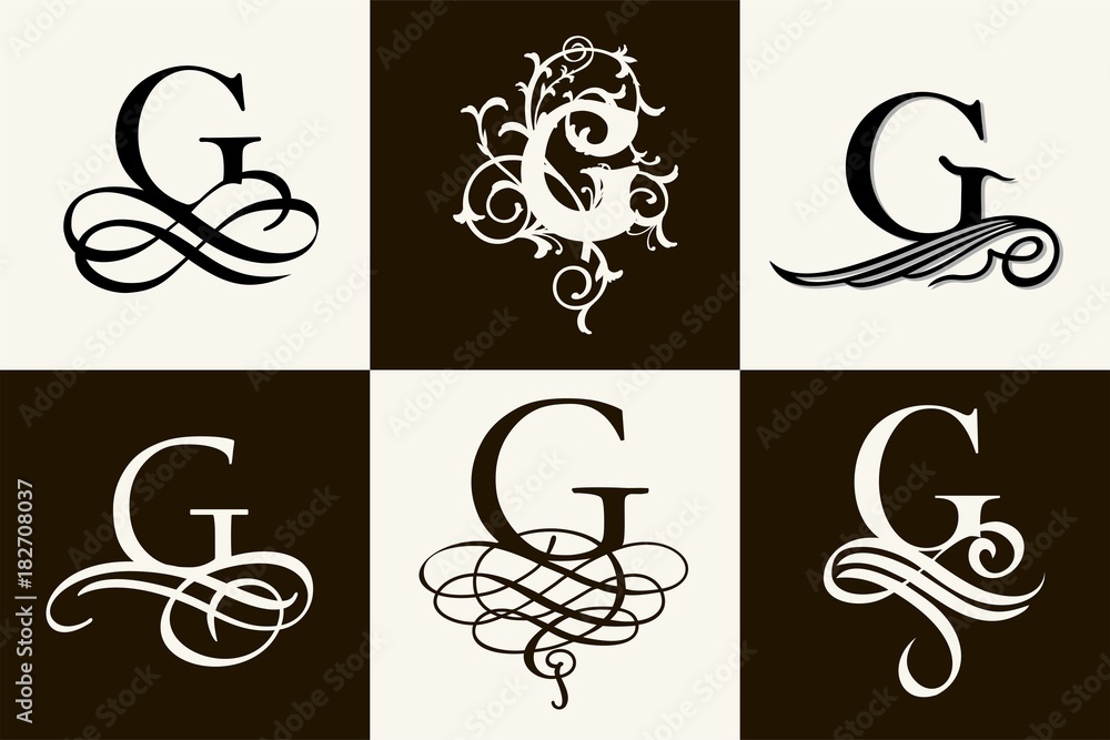 Vintage Set . Capital Letter G for Monograms and Logos. Beautiful ...
