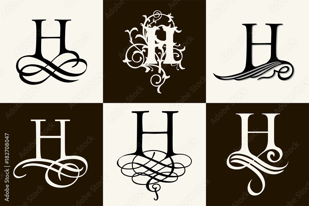 Vintage Set . Capital Letter H for Monograms and Logos. Beautiful ...