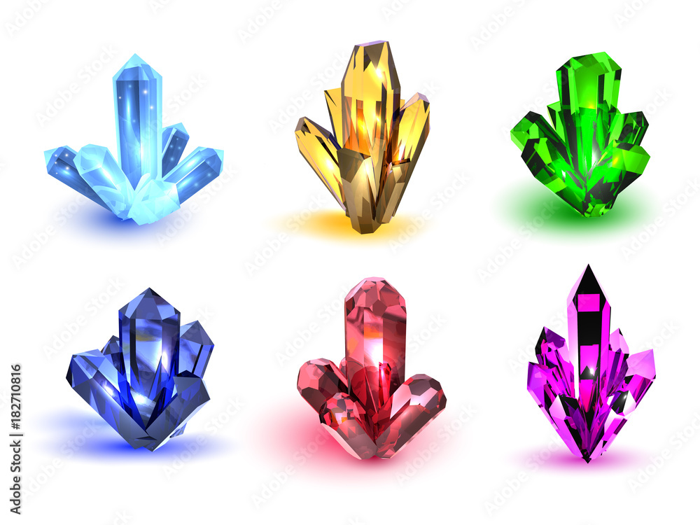 Red crystal. Realistic volumetric crystal on a white background. Vector ...