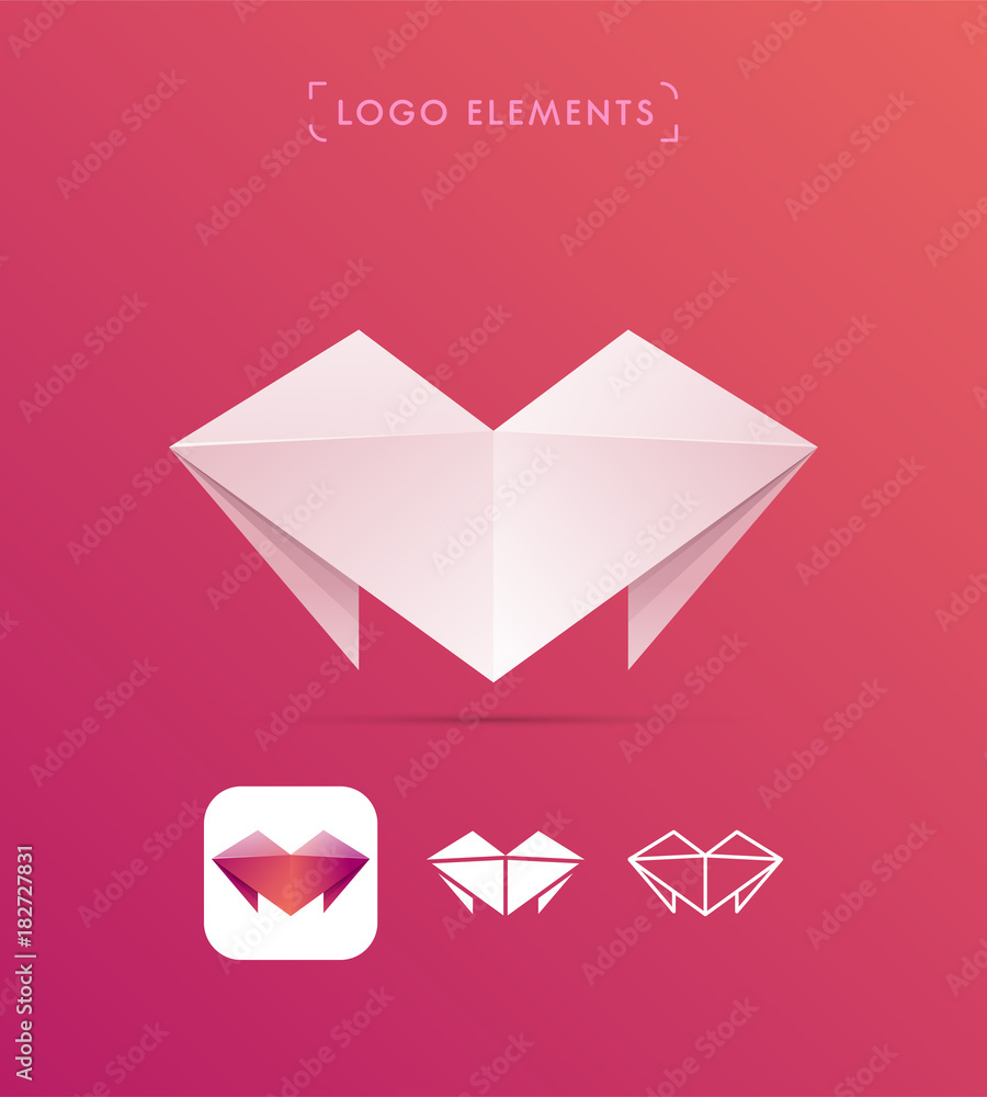 Vector abstract origami letter M logo design template. Material design ...