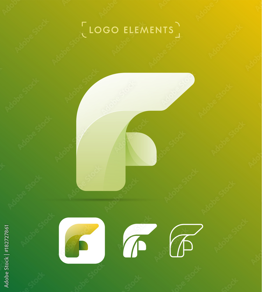 Vector abstract futuristic origami letter F logo design template ...