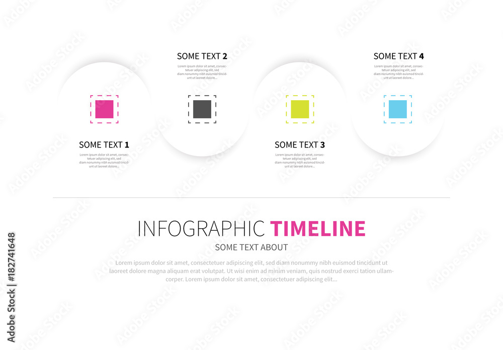 Wave Infographic with Colored Dashed Boxes Stock Template | Adobe Stock