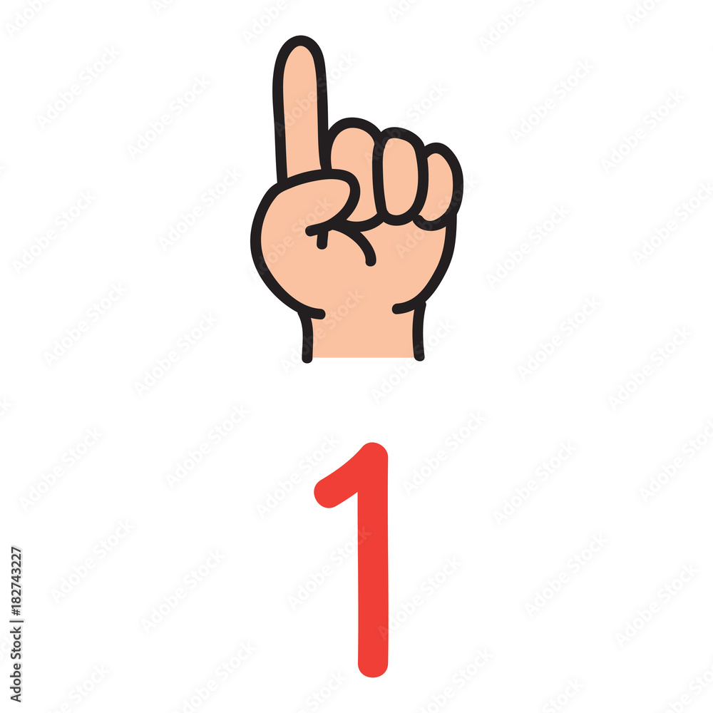 Kid's hand showing the number one hand sign. Stock Vector | Adobe Stock