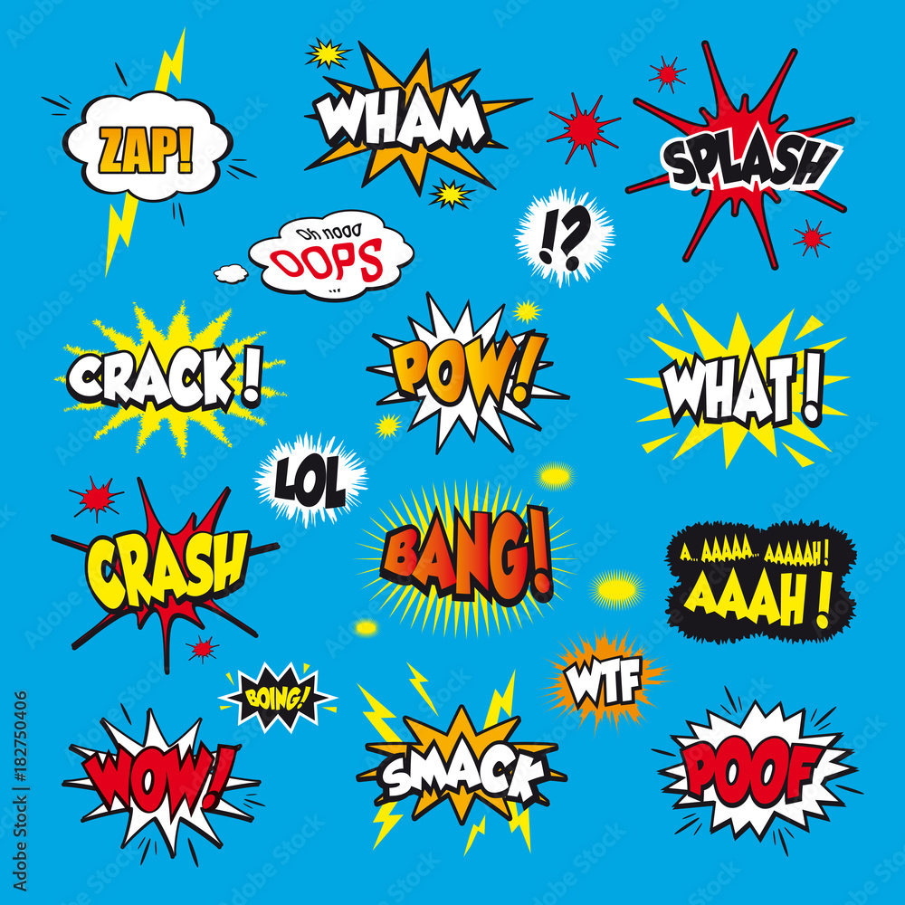 Comic strip graphic novel speech effect elements Stock Vector | Adobe Stock
