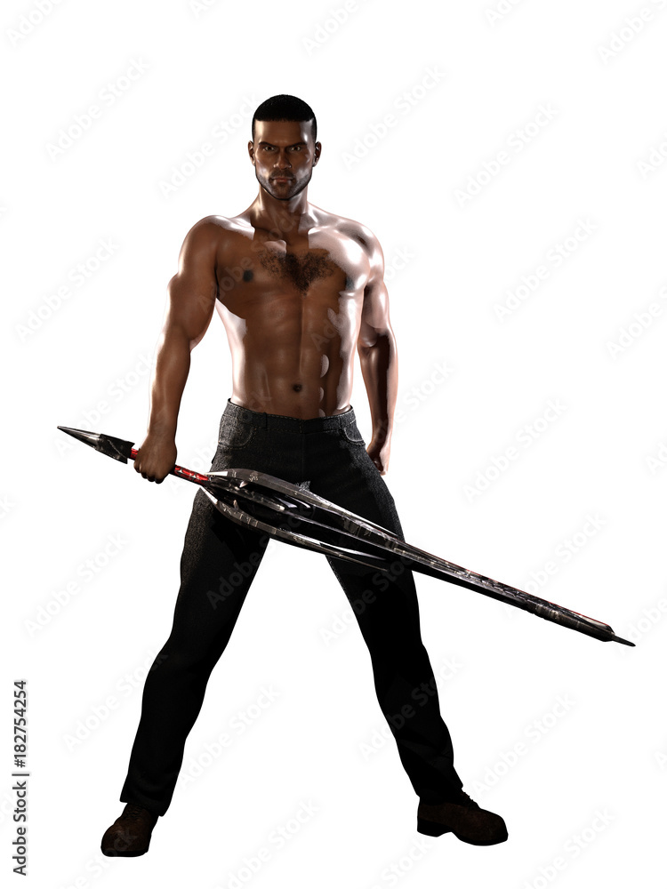Black Man with Sword Isolated on White Stock Illustration | Adobe Stock