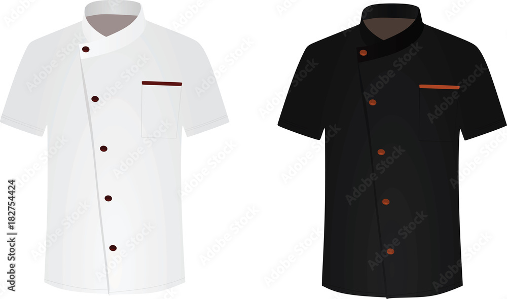 Black and white chef shirt. cook uniform. vector illustration Stock ...