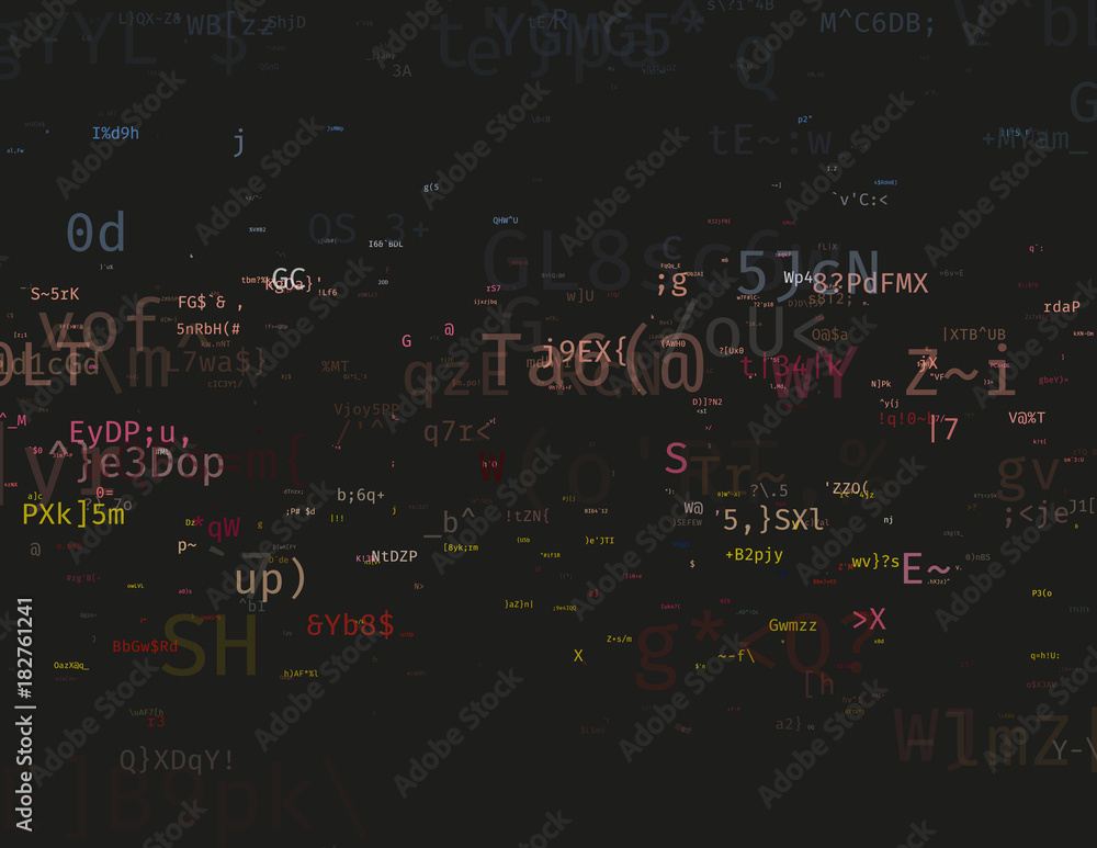 Modern vector illustration with array of symbols. Abstract ascii glitch ...