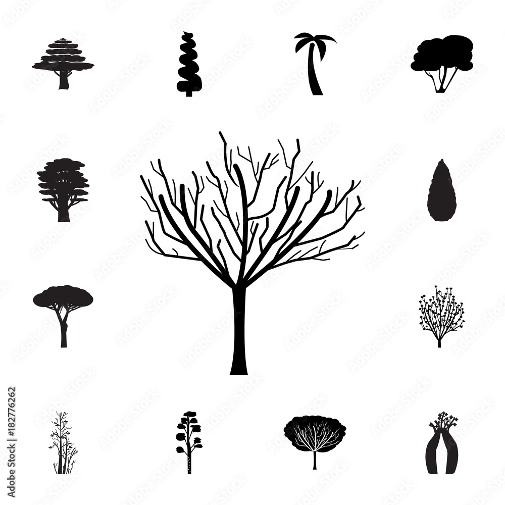 tree without leaves icon. Set of silhouette of tree icons. Web Icons ...