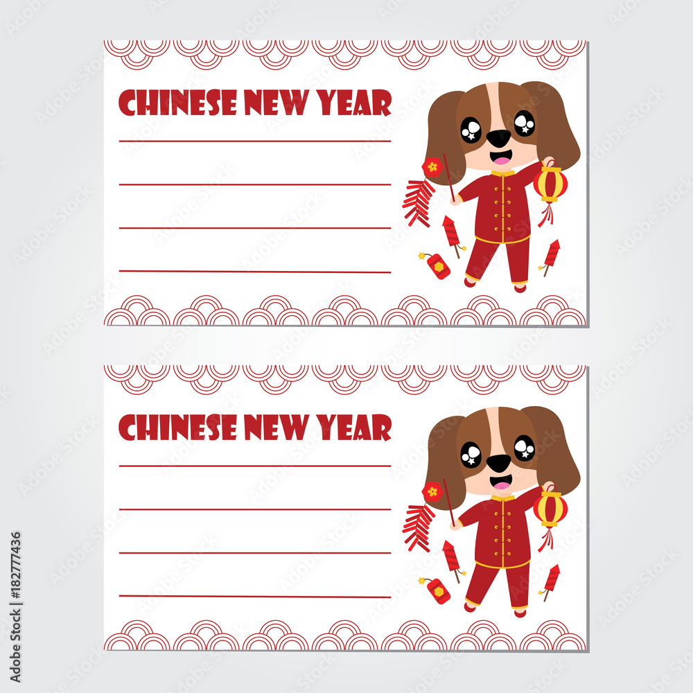 Cute puppy boy with firecrackers on wave frame vector cartoon ...