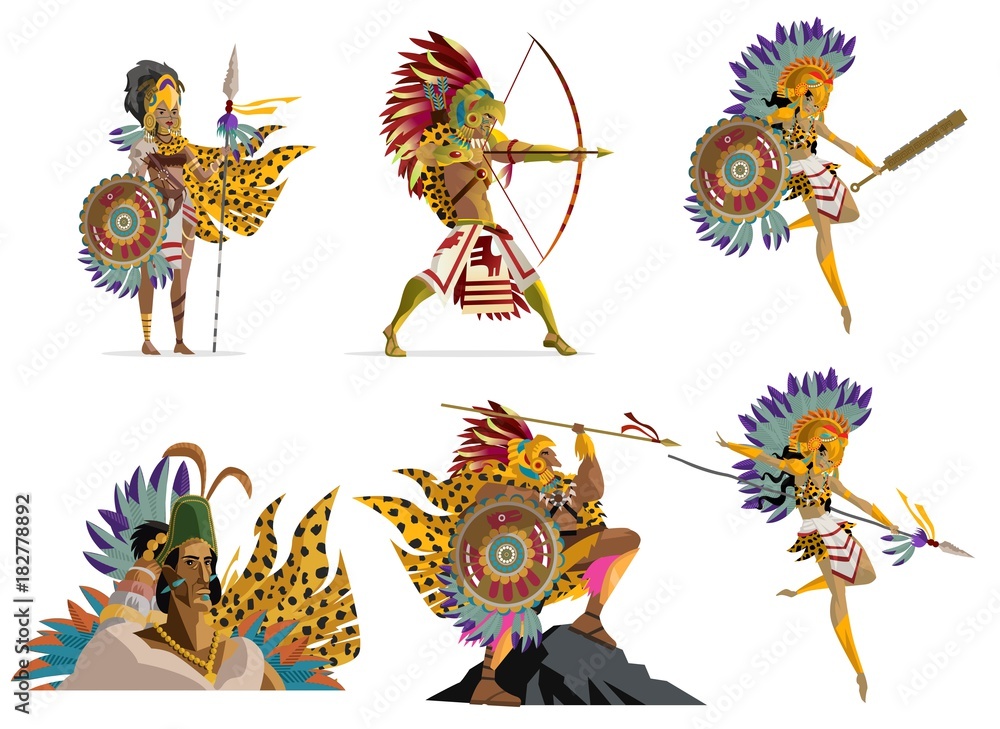 aztec warriors collection Stock Vector | Adobe Stock