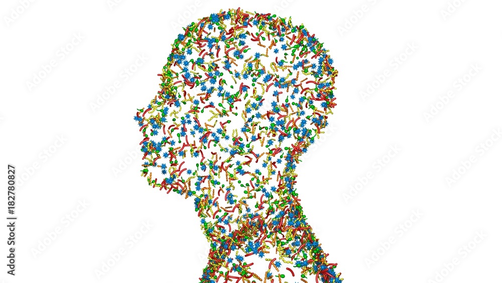 Microbiome , microorganisms, bacteria, viruses, microbes crawling ...