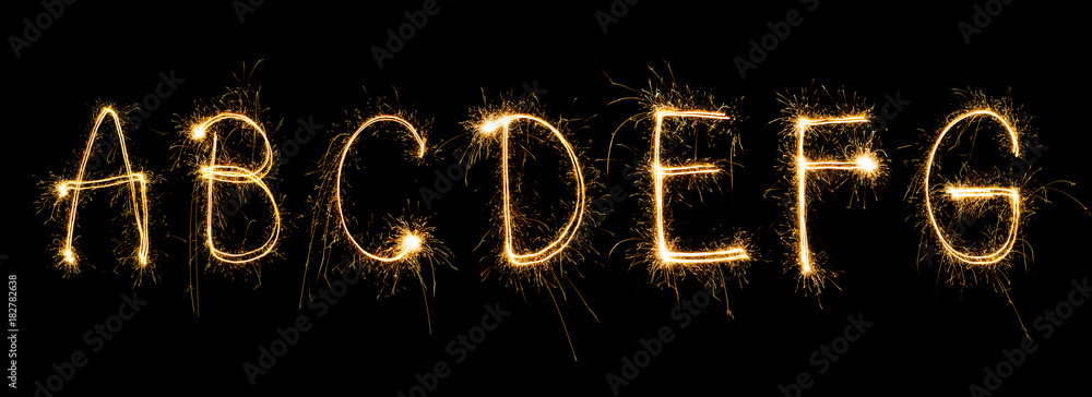 sparkler firework light alphabet Stock Photo | Adobe Stock